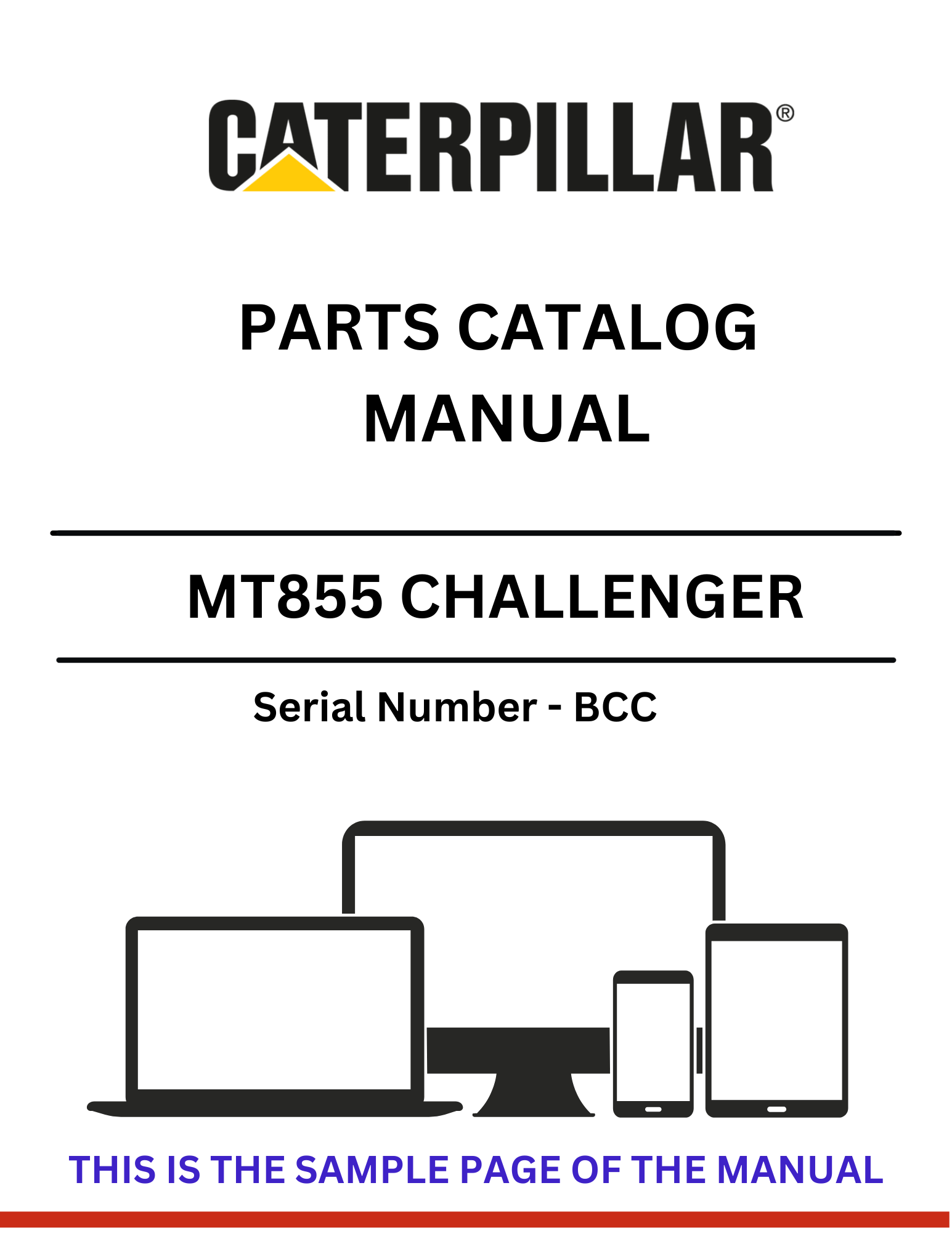 CAT MT855 CHALLENGER PARTS CATALOG MANUAL S/N - BCC – The Manuals Group