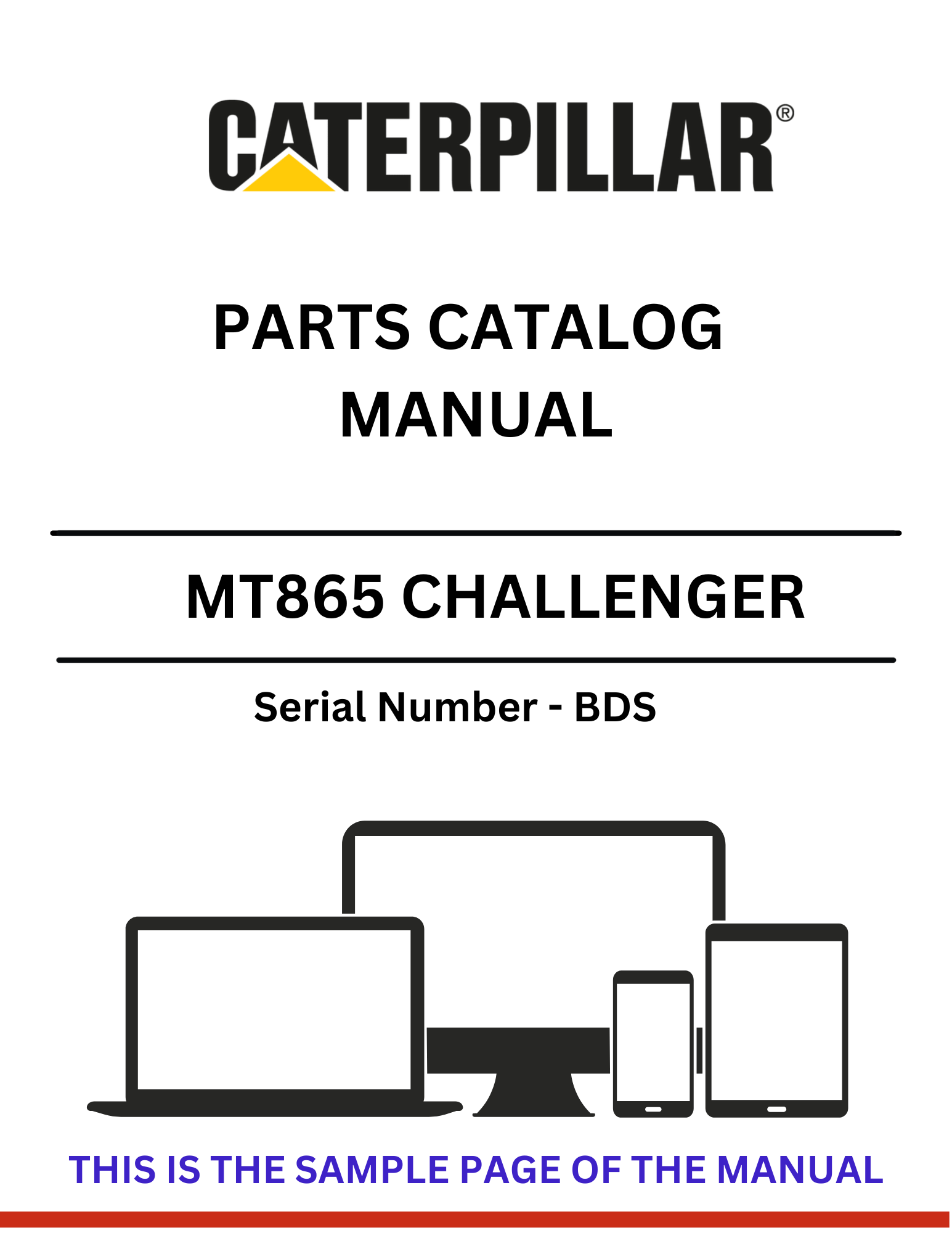 CAT MT865 CHALLENGER PARTS CATALOG MANUAL S/N - BDS – The Manuals Group